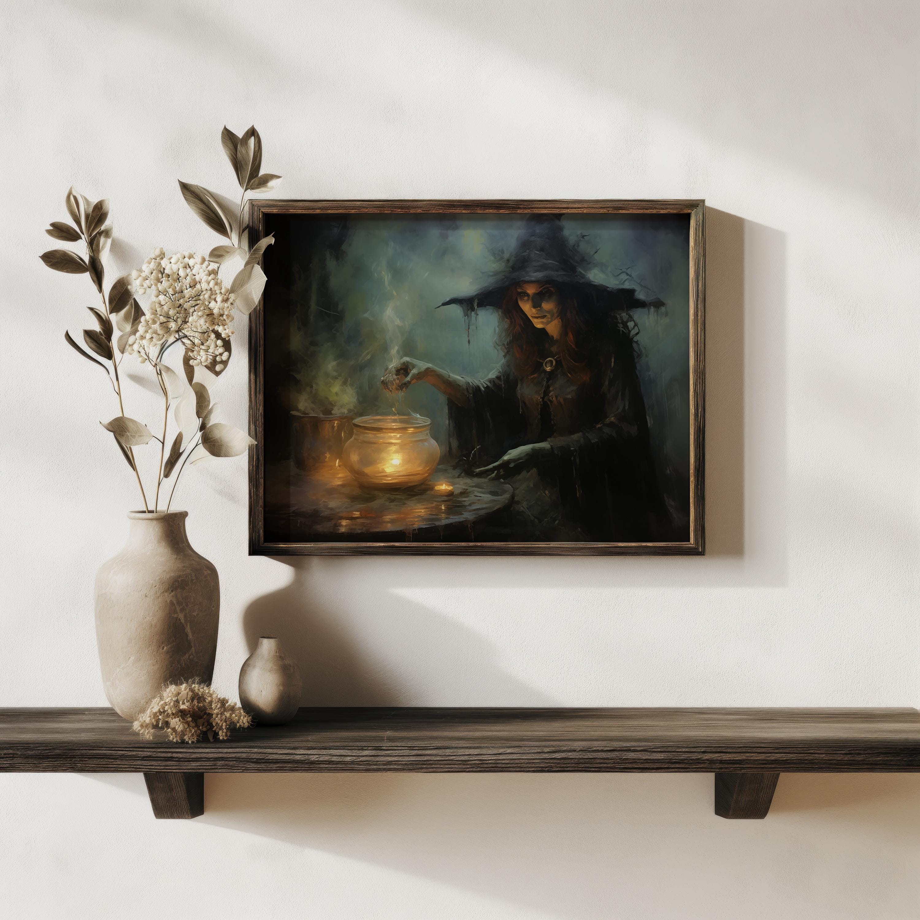 Printable Witch Artwork Cauldron Halloween Wall Art Print, Halloween ...