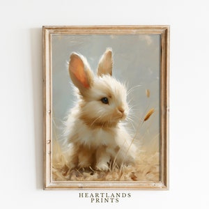 Printable Baby Bunny Spring Wildflower Portrait - Vintage Painting Art ...