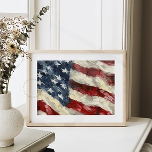 Printable American Flag Poster Print Artwork, Patriotic Painting ...