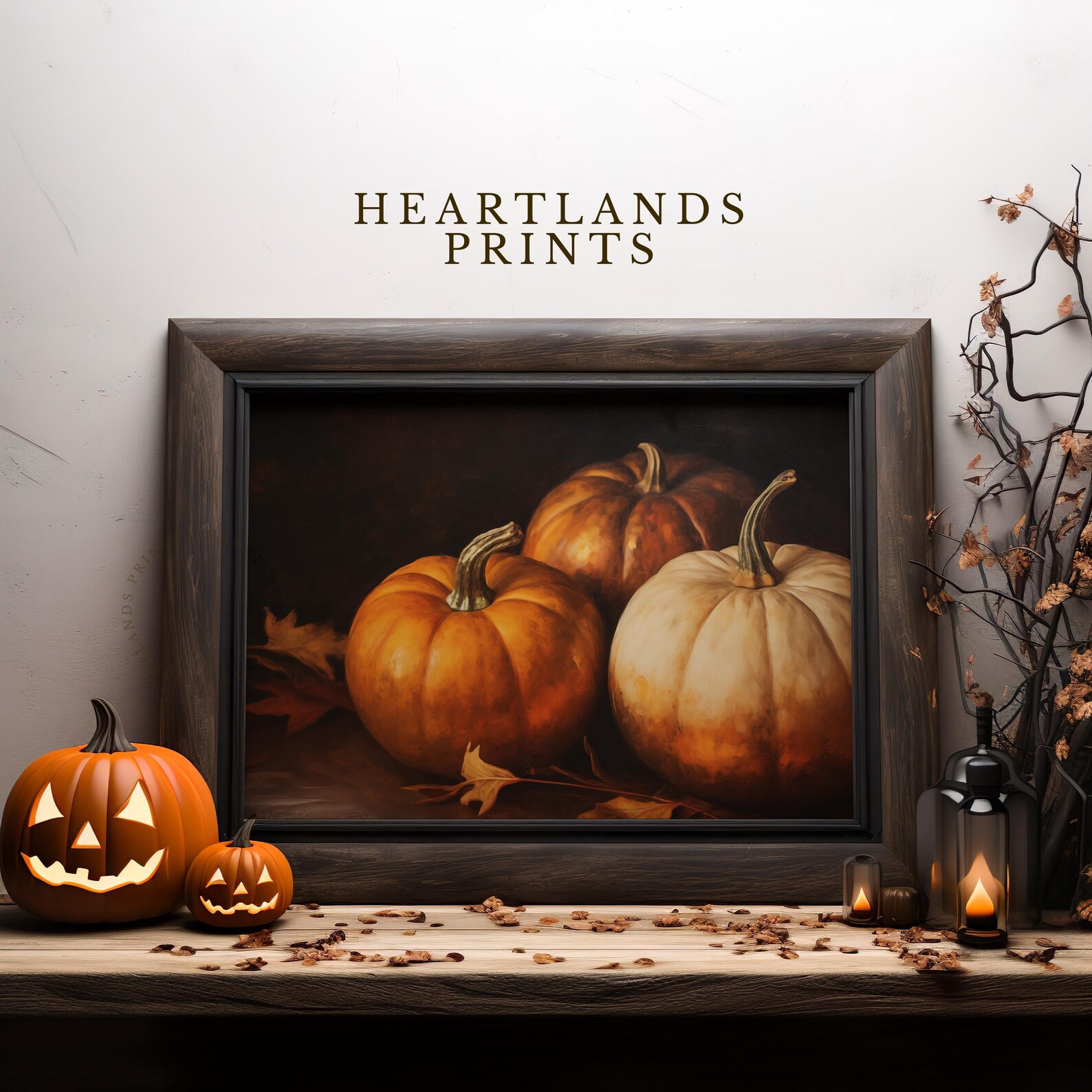 Fall Printable Pumpkin Artwork, Vintage Fall Wall Art Print Pumpkin ...