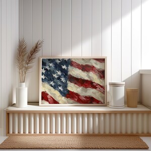 Printable American Flag Poster Print Artwork, Patriotic Painting ...