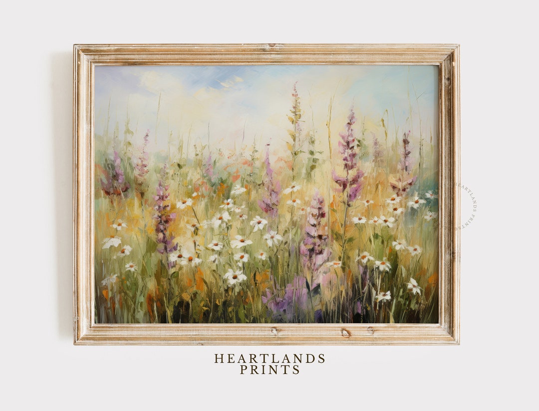 Printable Spring Meadow Artwork Wildflower Wallart Flowers Painting ...