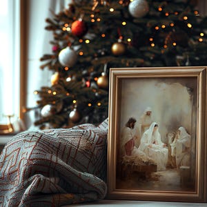 Printable Christian Nativity Art, Christmas Nativity Jesus Wall Art ...