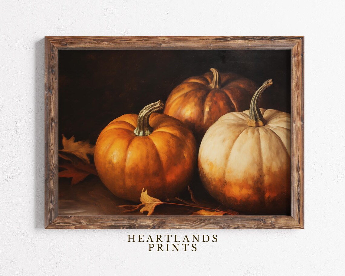 Fall Printable Pumpkin Artwork, Vintage Fall Wall Art Print Pumpkin ...