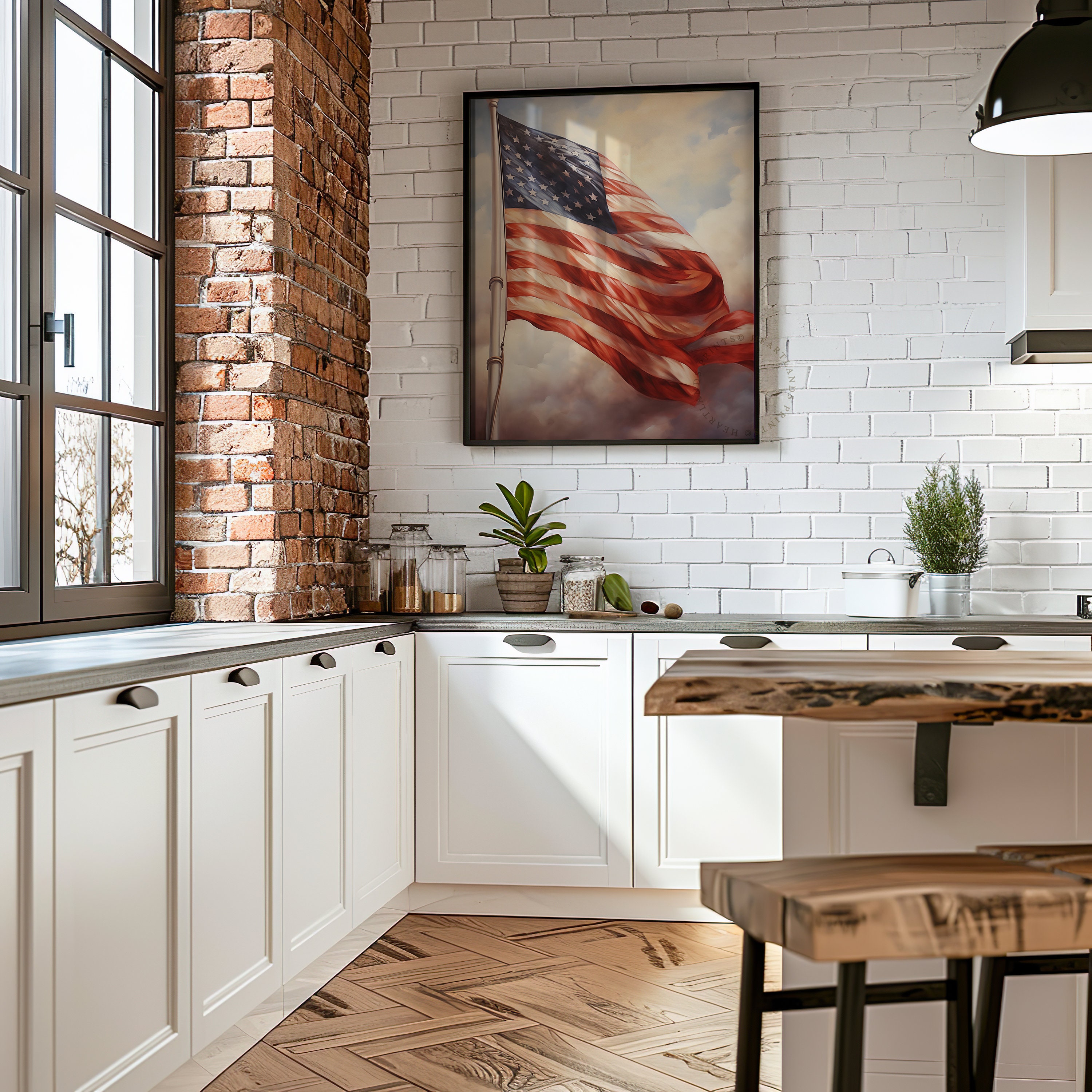 Printable American Flag Poster Print Artwork, Patriotic Americana Flag ...