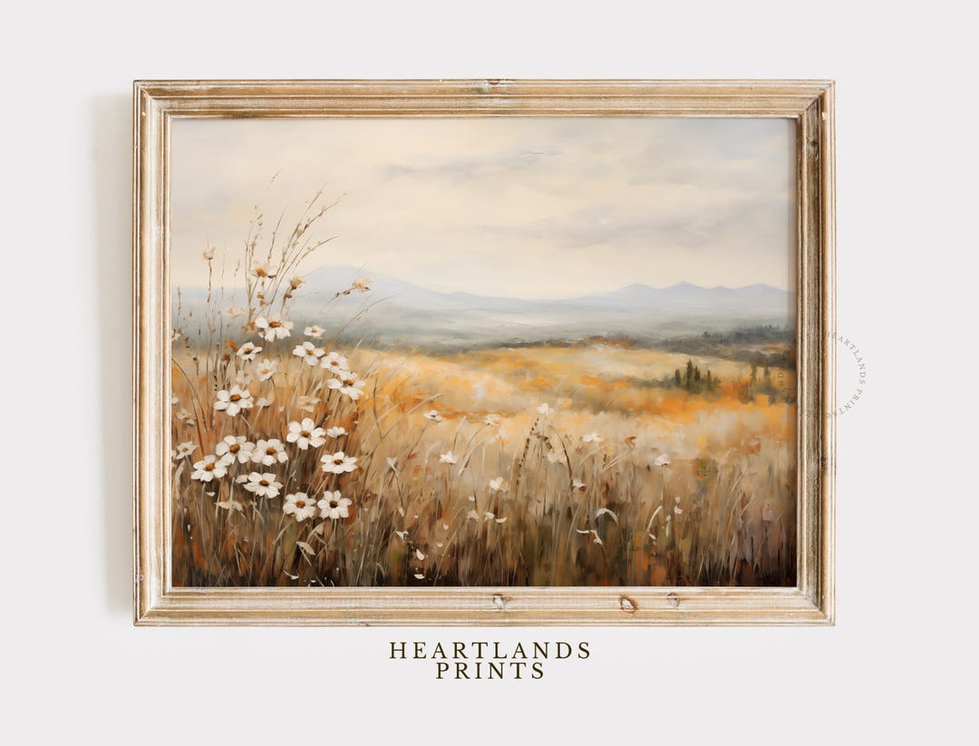 Fall Printable Wildflower Field Wall Art, Vintage Autumn Meadow ...