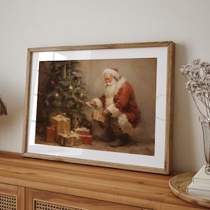 Santa Leaving Presents Print, Christmas Printable Wall Art, Winter Wall ...