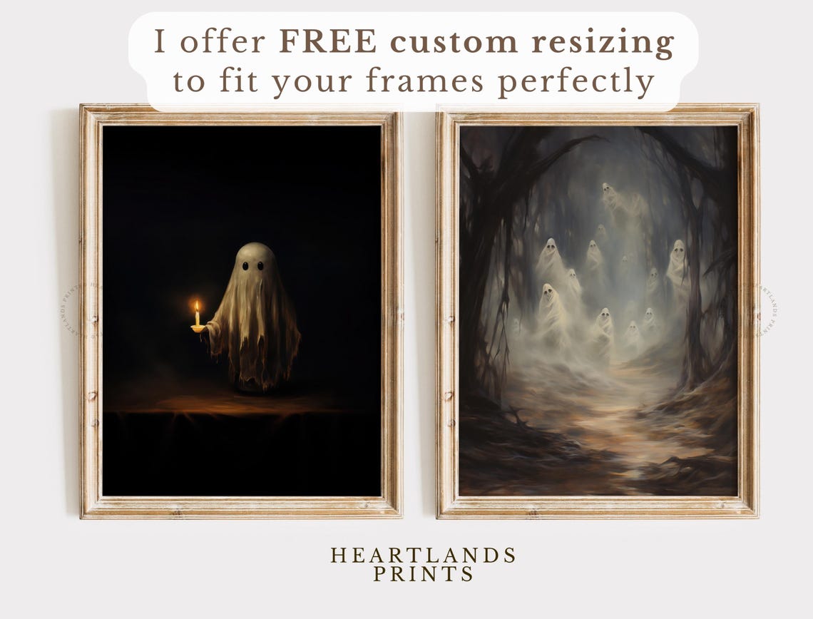 Ghost Gallery Wall Set of 10 Spooky Ghost Paintings, Halloween Ghost ...