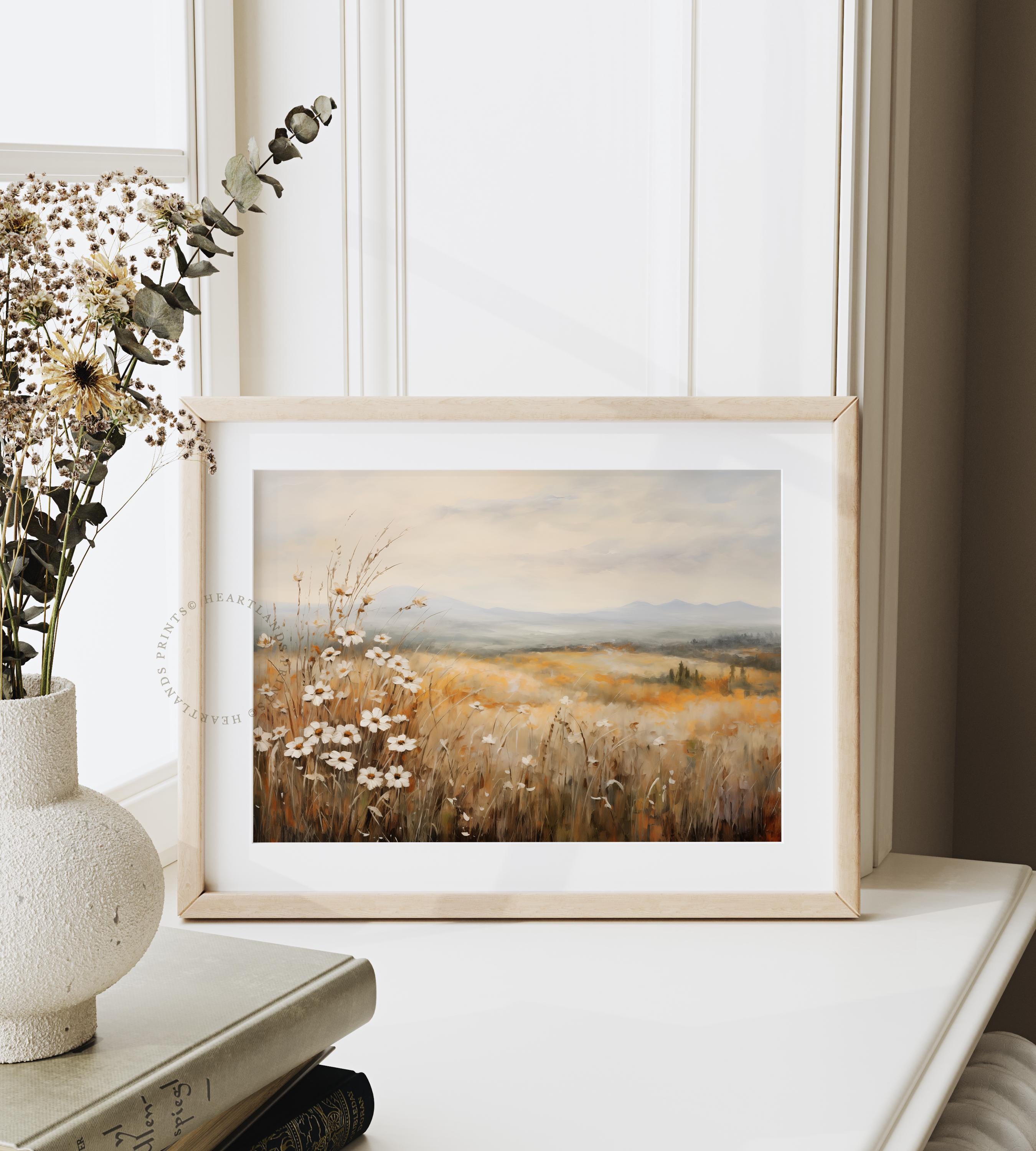 Fall Printable Wildflower Field Wall Art, Vintage Autumn Meadow ...