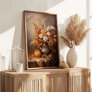 Fall Harvest Wall Art Printable Still Life Vintage Oil Painting: Autumn ...