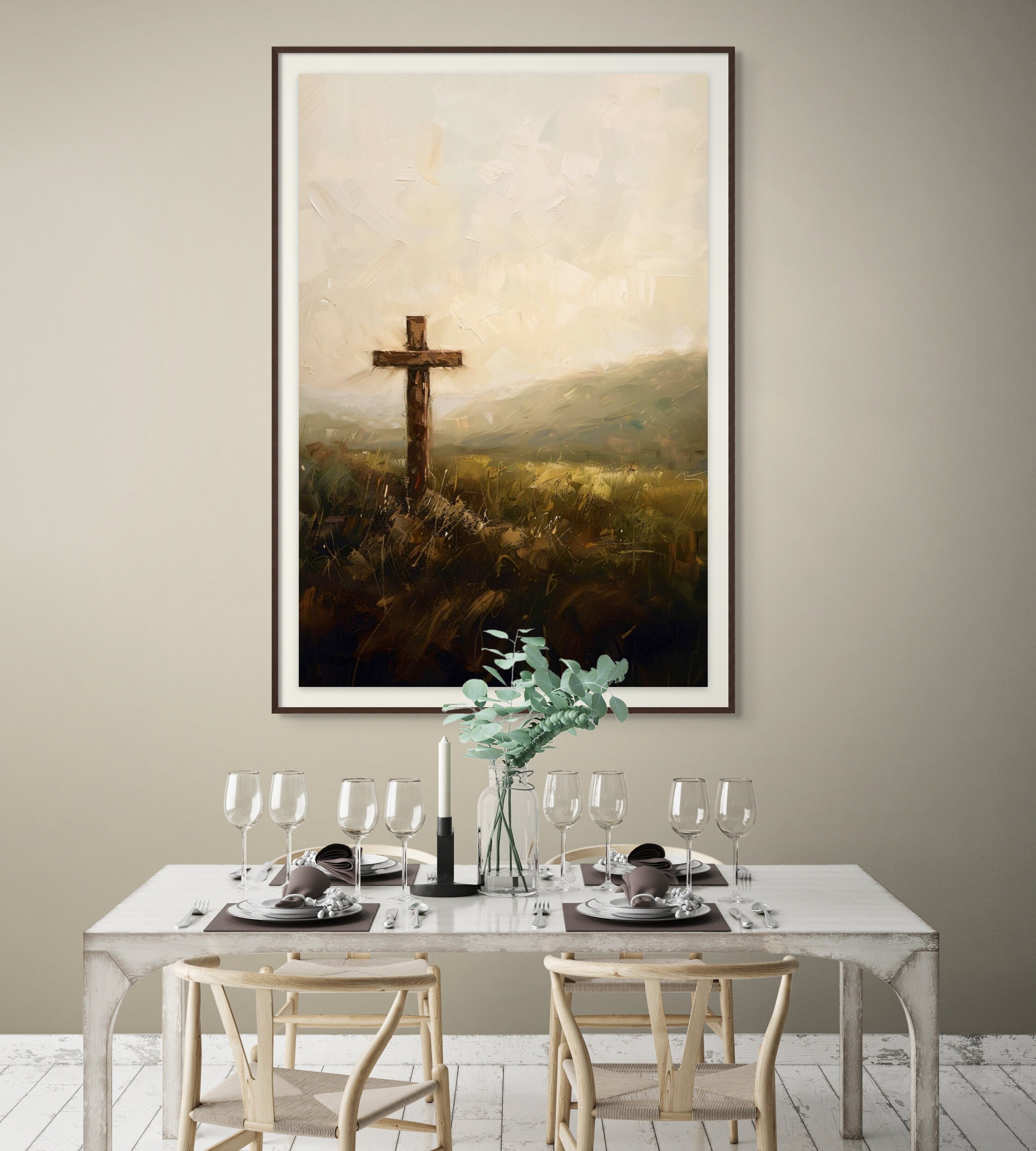 Christian Artwork of Orthodox Cross Painting, Serene Wooden Christian ...