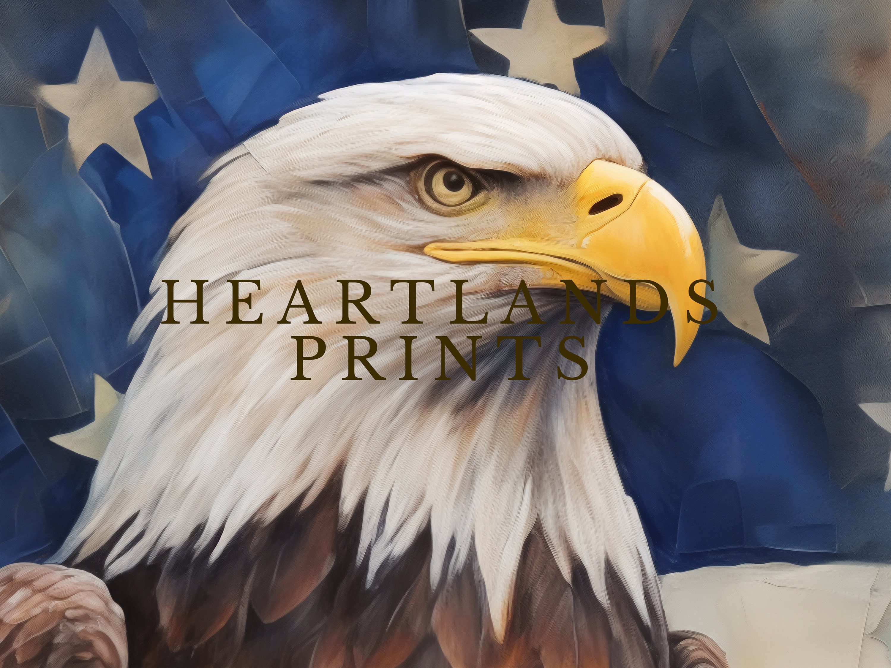 Bald Eagle Wall Art American Flag Poster Print Artwork, Patriotic ...