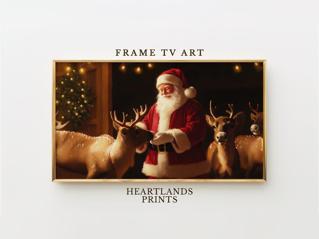 Santa's Reindeer Frame TV Christmas Art, Samsung Frame TV Artwork ...