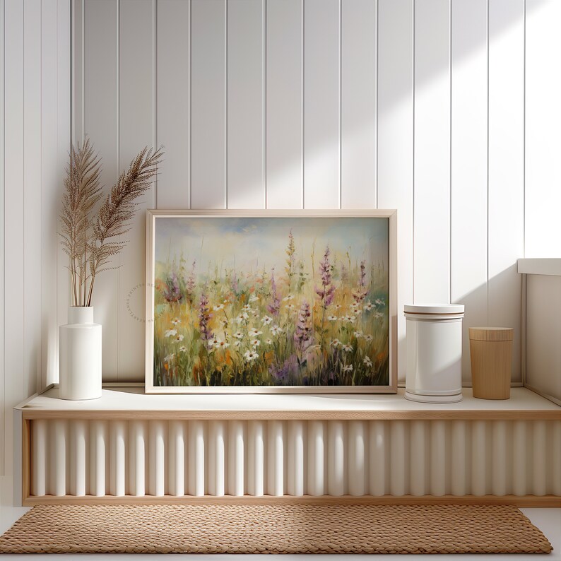 Printable Spring Meadow Artwork Wildflower Wallart Flowers Painting ...