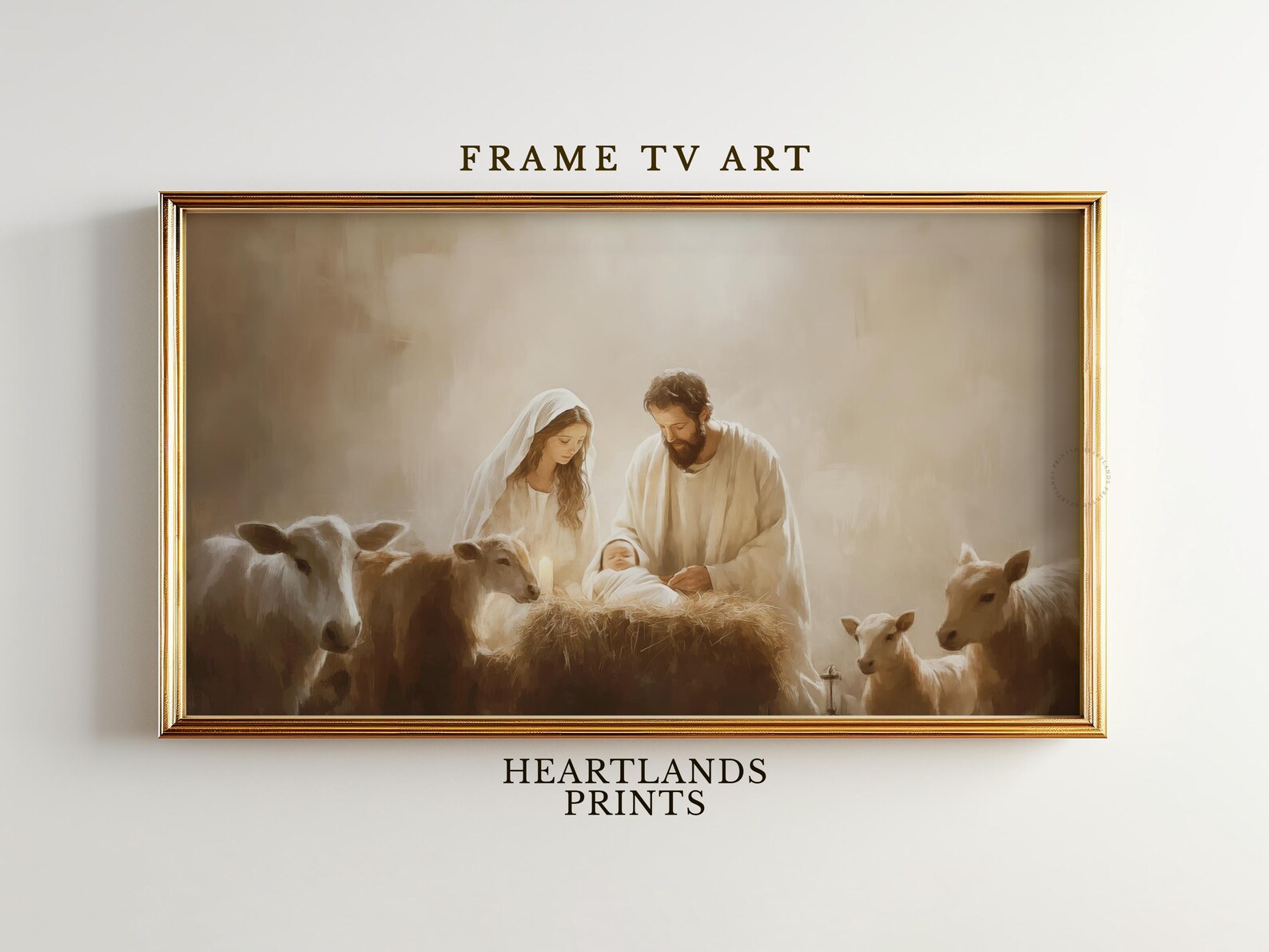 Jesus Frame TV Art Christmas Nativity Art Scene, Christian Artwork for ...