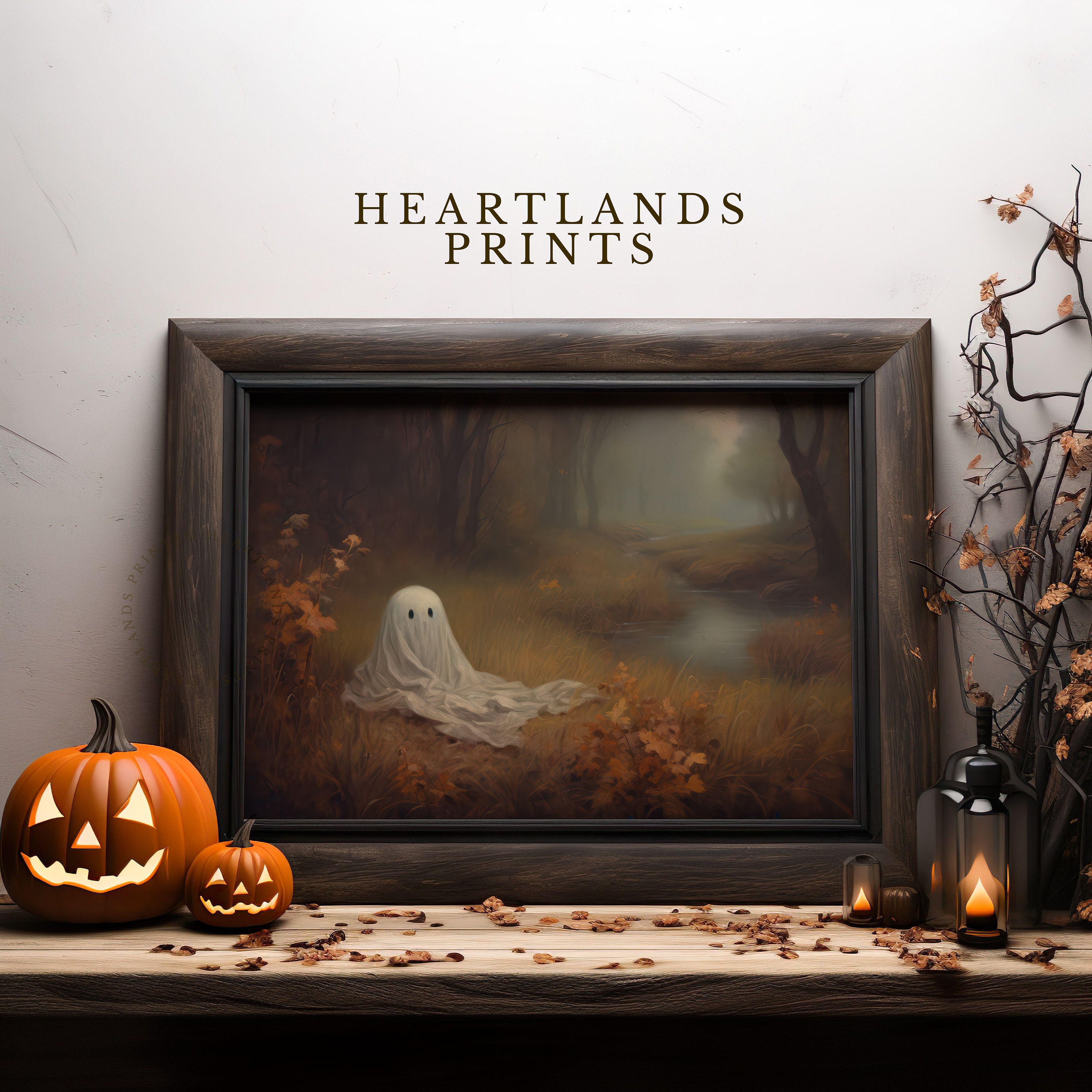 Printable Ghost Artwork Painting of Spooky Cute Ghost, Haunted ...