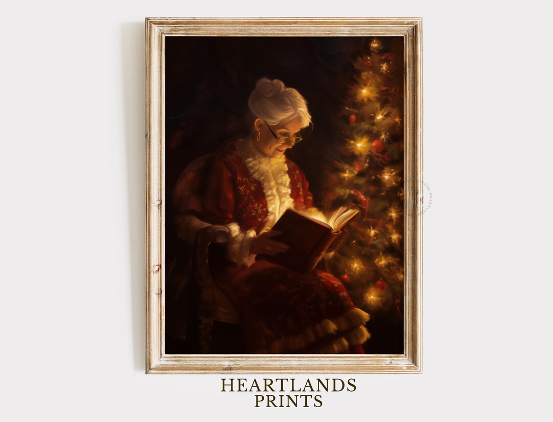 Vintage Mrs Claus Art Christmas Printable Wall Art, Winter Wall Art ...