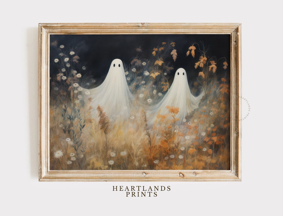 Printable Ghost Artwork Painting of 2 Spooky Cute Ghosts, Haunted ...
