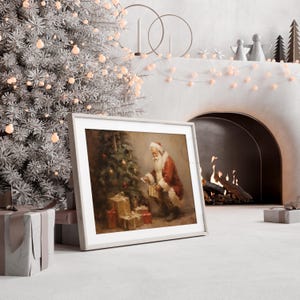 Santa Leaving Presents Print, Christmas Printable Wall Art, Winter Wall ...