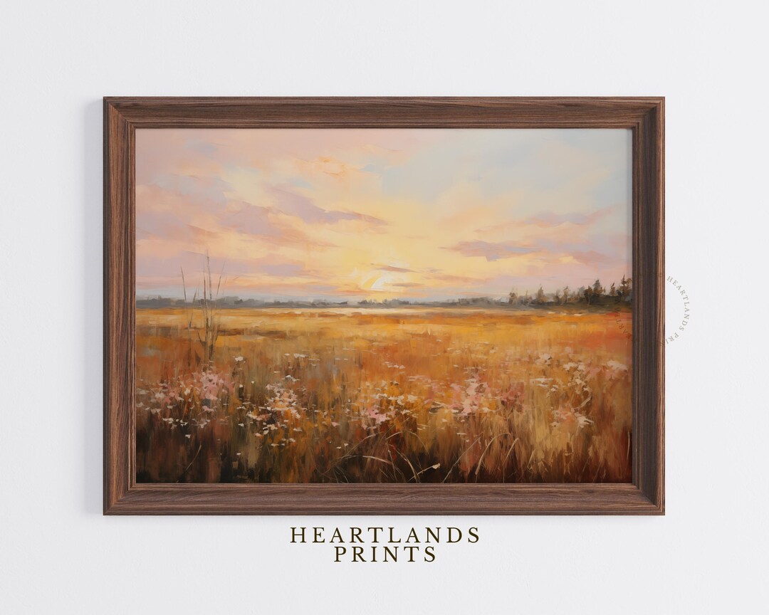 Fall Wildflower Wall Art Printable, Vintage Autumn Meadow Landscape ...