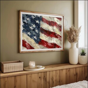 Printable American Flag Poster Print Artwork, Patriotic Painting ...