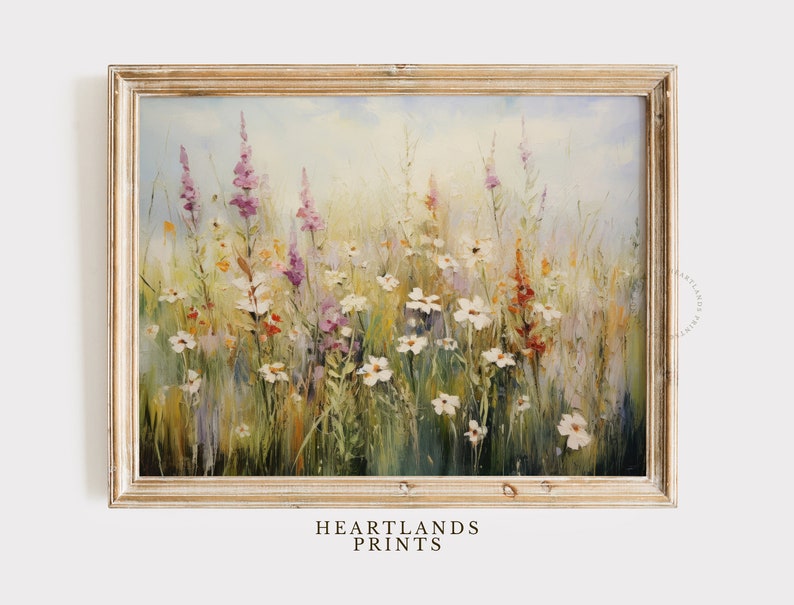 Printable Wildflower Artwork Spring Meadow Art Flowers Painting Rustic ...