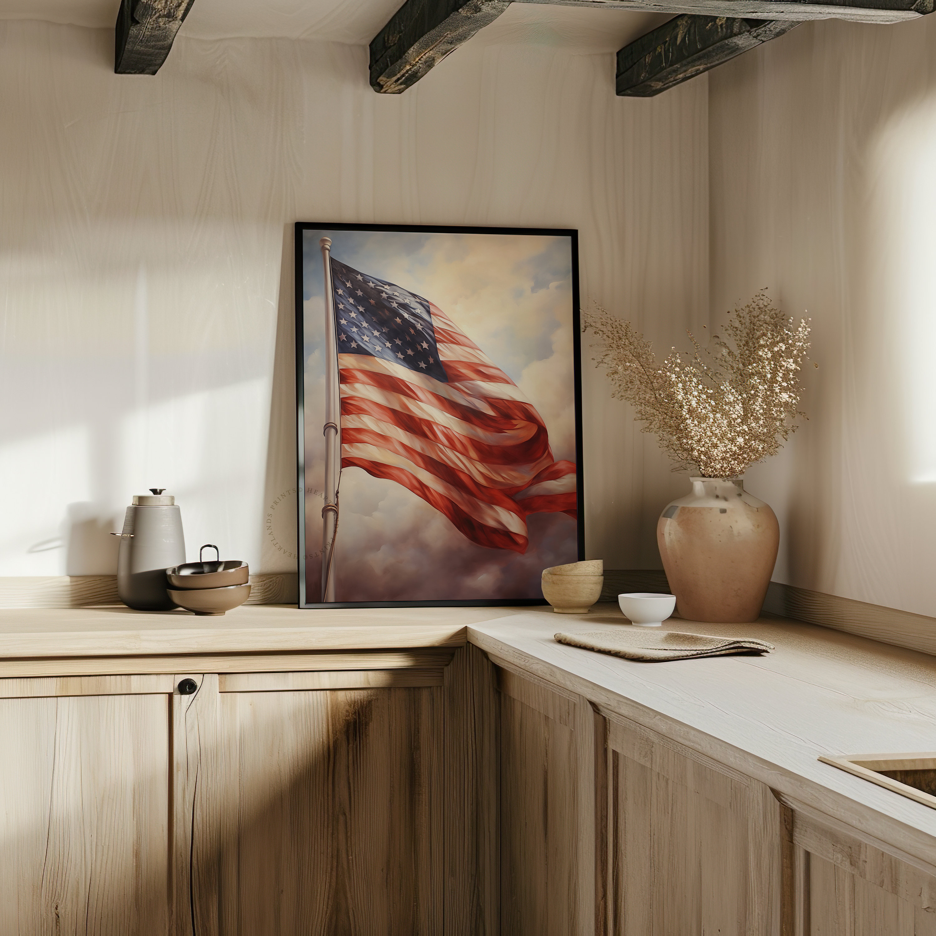 Printable American Flag Poster Print Artwork, Patriotic Americana Flag ...