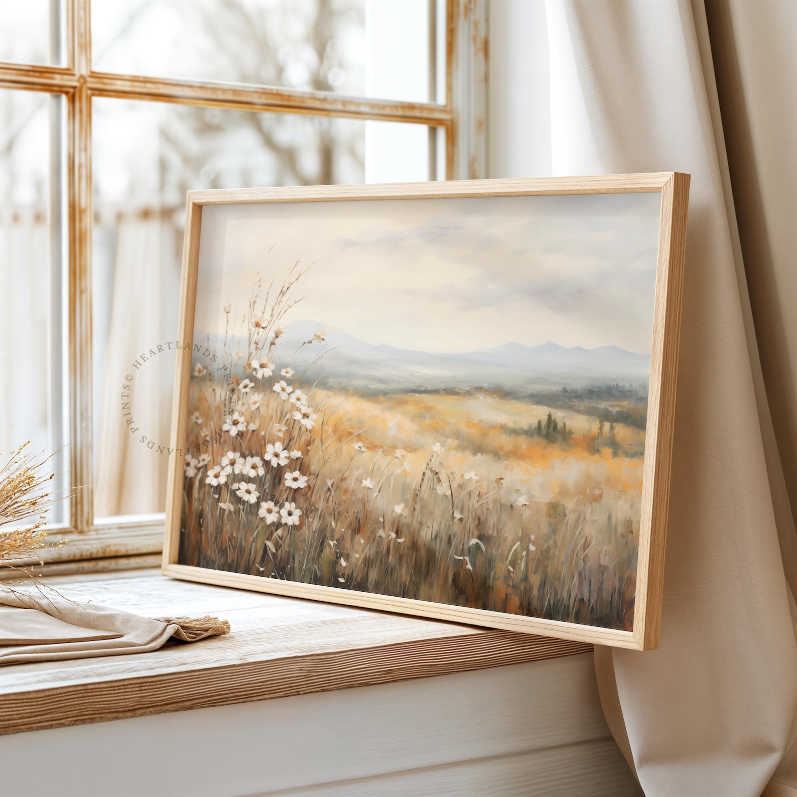 Fall Printable Wildflower Field Wall Art, Vintage Autumn Meadow ...
