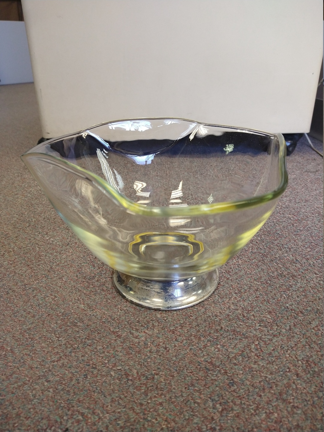 Vintage Fluted Glass Salad Bowl With Silver-plated Base - Etsy