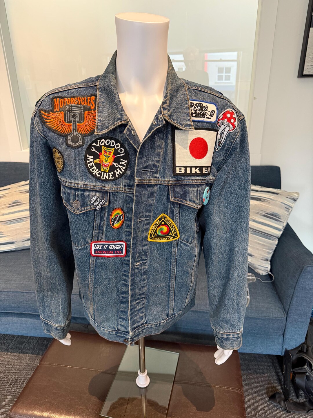 Jean Biker Patch Jacket - Etsy