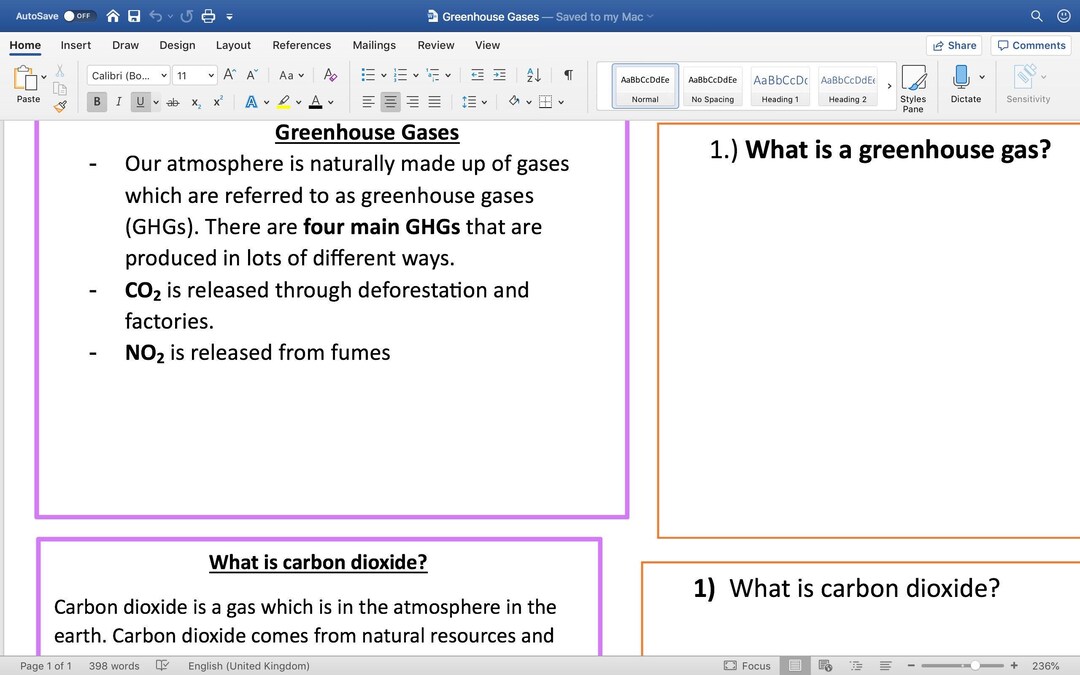 Greenhouse Gases Worksheet (geography Planning) - Etsy