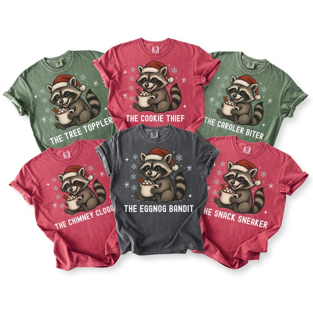 Christmas Raccoon Family Matching Christmas Pajamas Shirt Matching Xmas ...