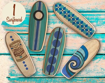 6.5 Inch Mini Wooden Surfboards Wall Decor, Single Board, Beach and ...