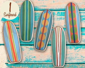6.5 Inch Mini Wooden Surfboards Wall Decor, Single Board, Beach and ...