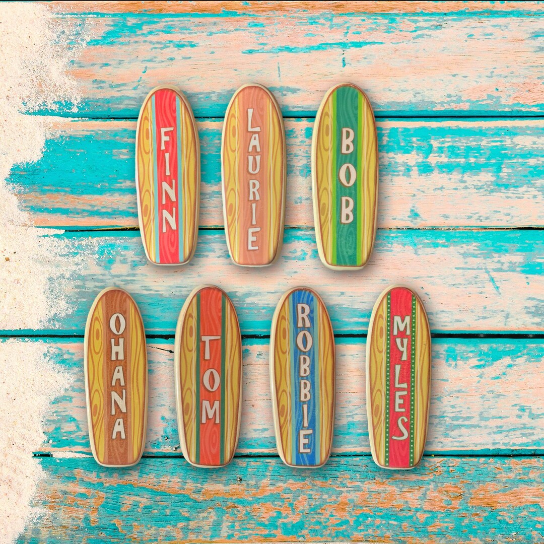 6.5" Tall Personalized Mini Surfboard, Real Wood, Customized Surfer ...
