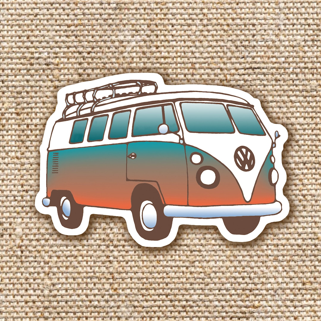 Vintage Volkswagen Bus Surf Wagon Sticker Retro Beach Vibes, Original ...