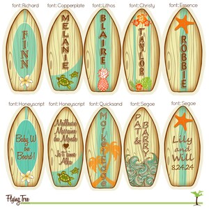 Mini Wood Surfboard Place Cards With Fin for Beach or Surf-themed ...