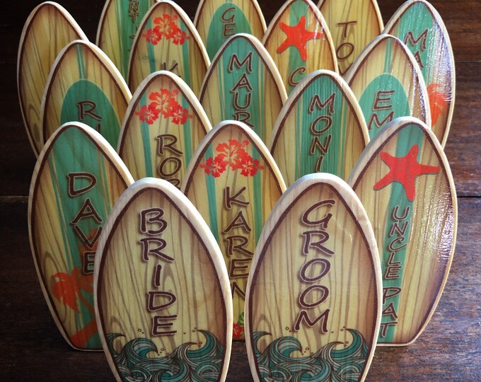 Surfing the Waves Surfboard Place Cards Set of 24 - Etsy
