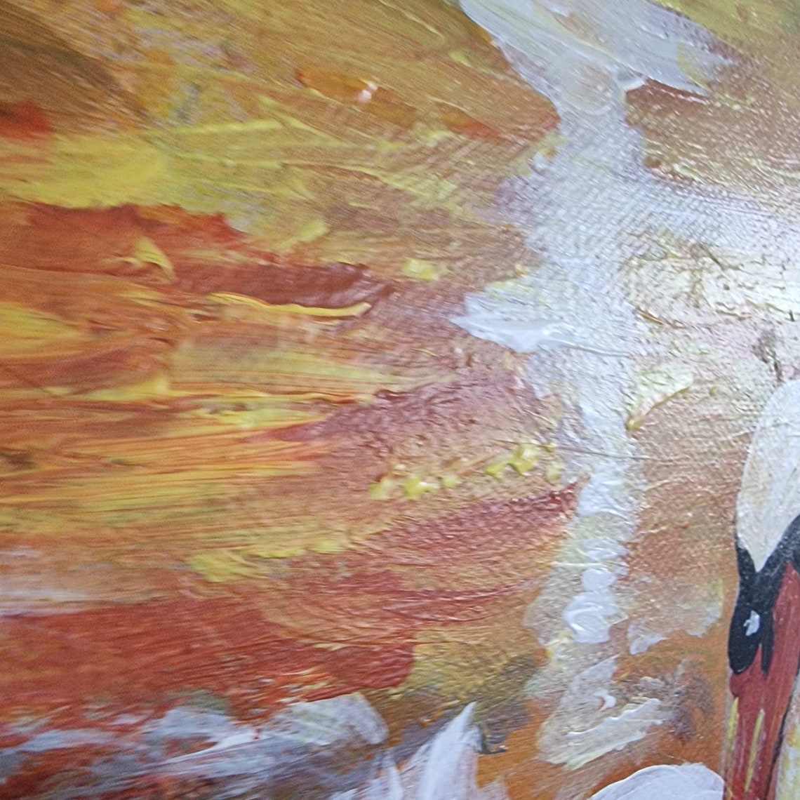 Original Painting,two Majestic Swans Glide Gracefully Across the Lake ...