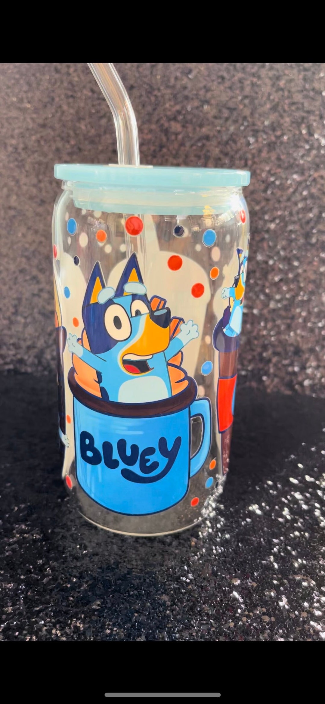 Bluey Glass Cups - Etsy