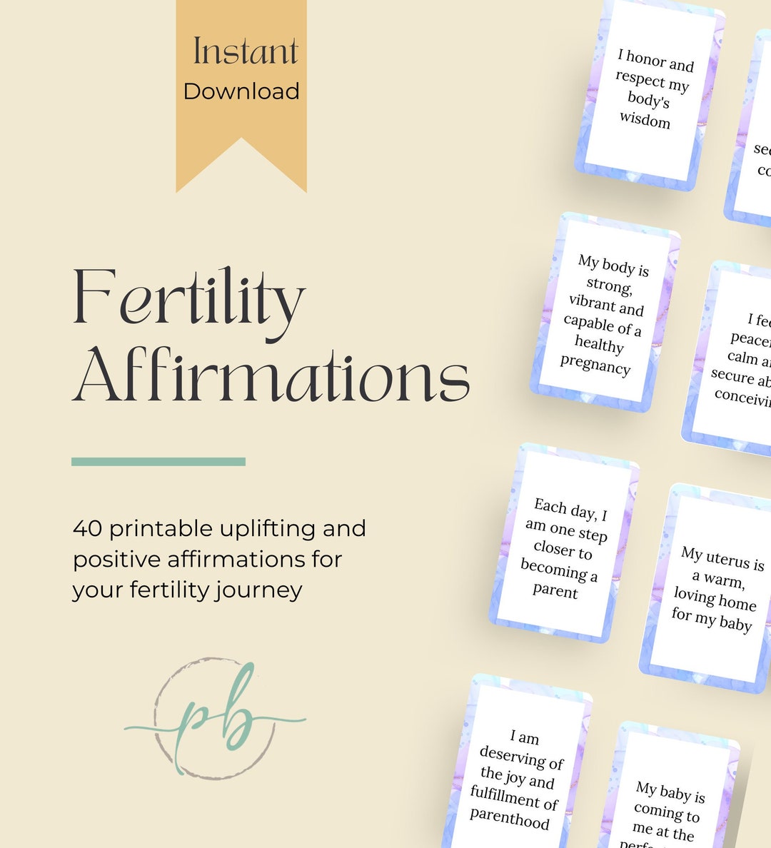 40 Printable Fertility Affirmations - Positive Mantras for Conception ...