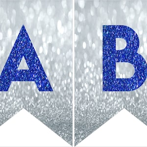 Instant Download Printable Digital Party Bunting Banner, Blue Letters ...