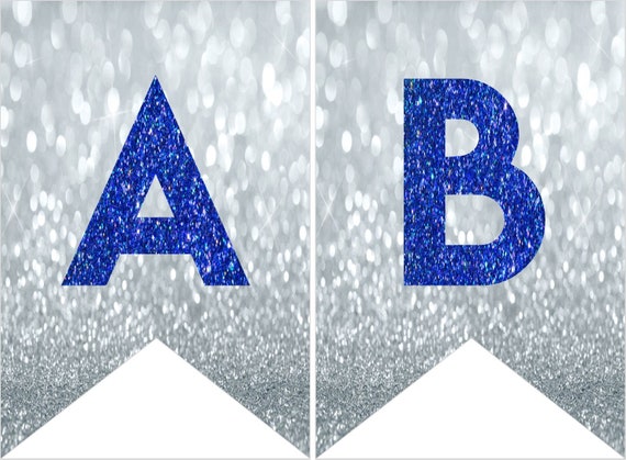 Instant Download Printable Digital Party Bunting Banner Blue | Etsy