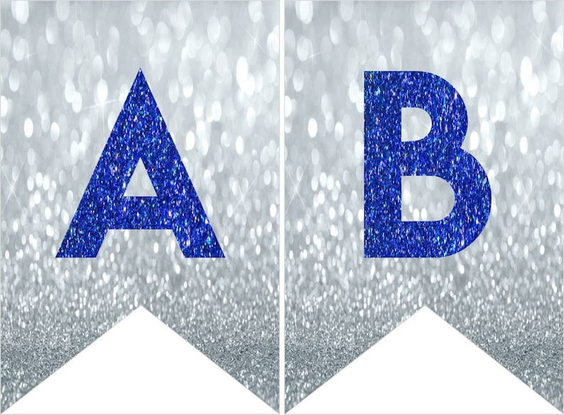 Instant Download Printable Digital Party Bunting Banner, Blue Letters ...