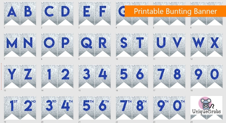 Instant Download Printable Digital Party Bunting Banner, Blue Letters ...