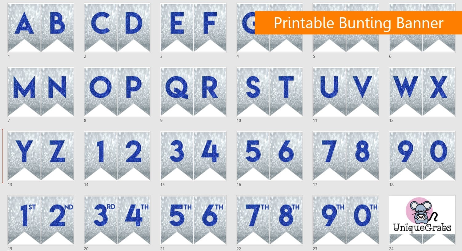 Instant Download Printable Digital Party Bunting Banner, Blue Letters ...