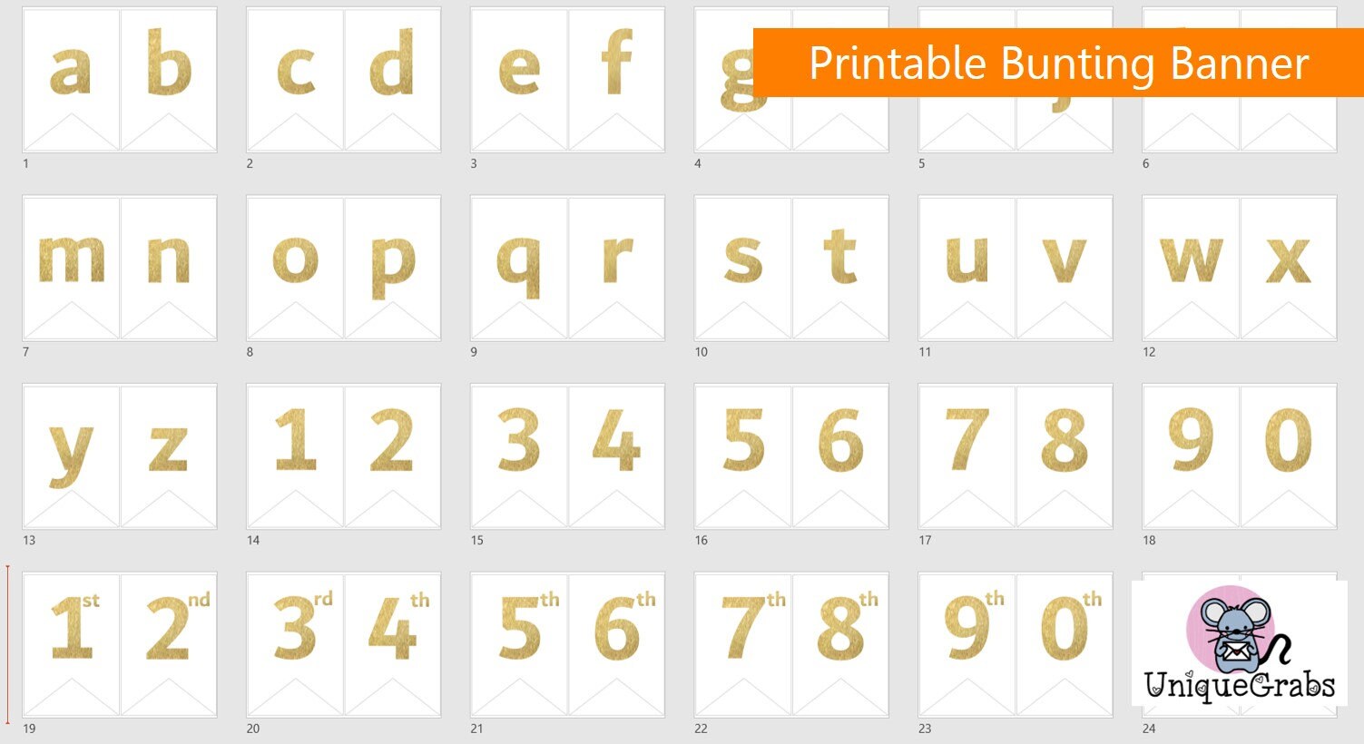 Instant Download Printable Digital Party Bunting Banner, Gold Letters ...