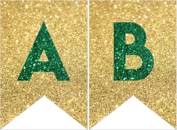 Instant Download Printable Digital Party Bunting Banner Green | Etsy