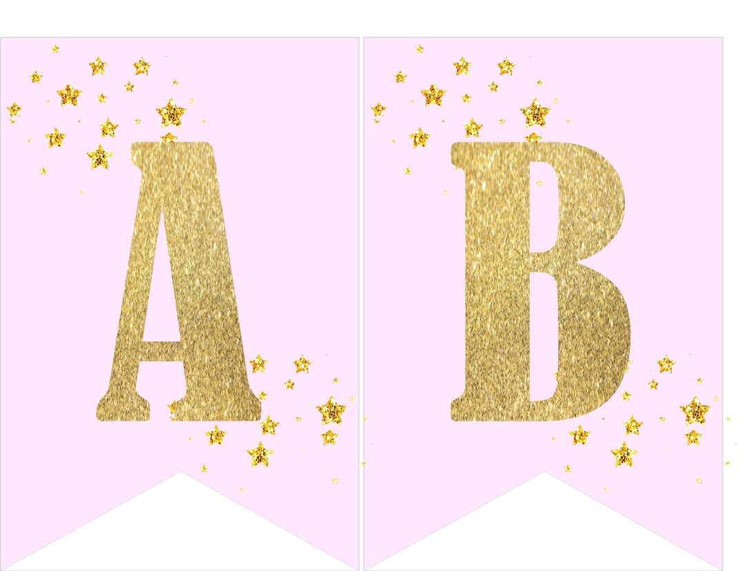 Instant Download Printable Digital Party Bunting Banner, Gold Letters ...