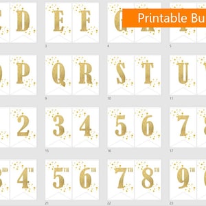 Instant Download Printable Digital Party Bunting Banner, Gold Letters ...